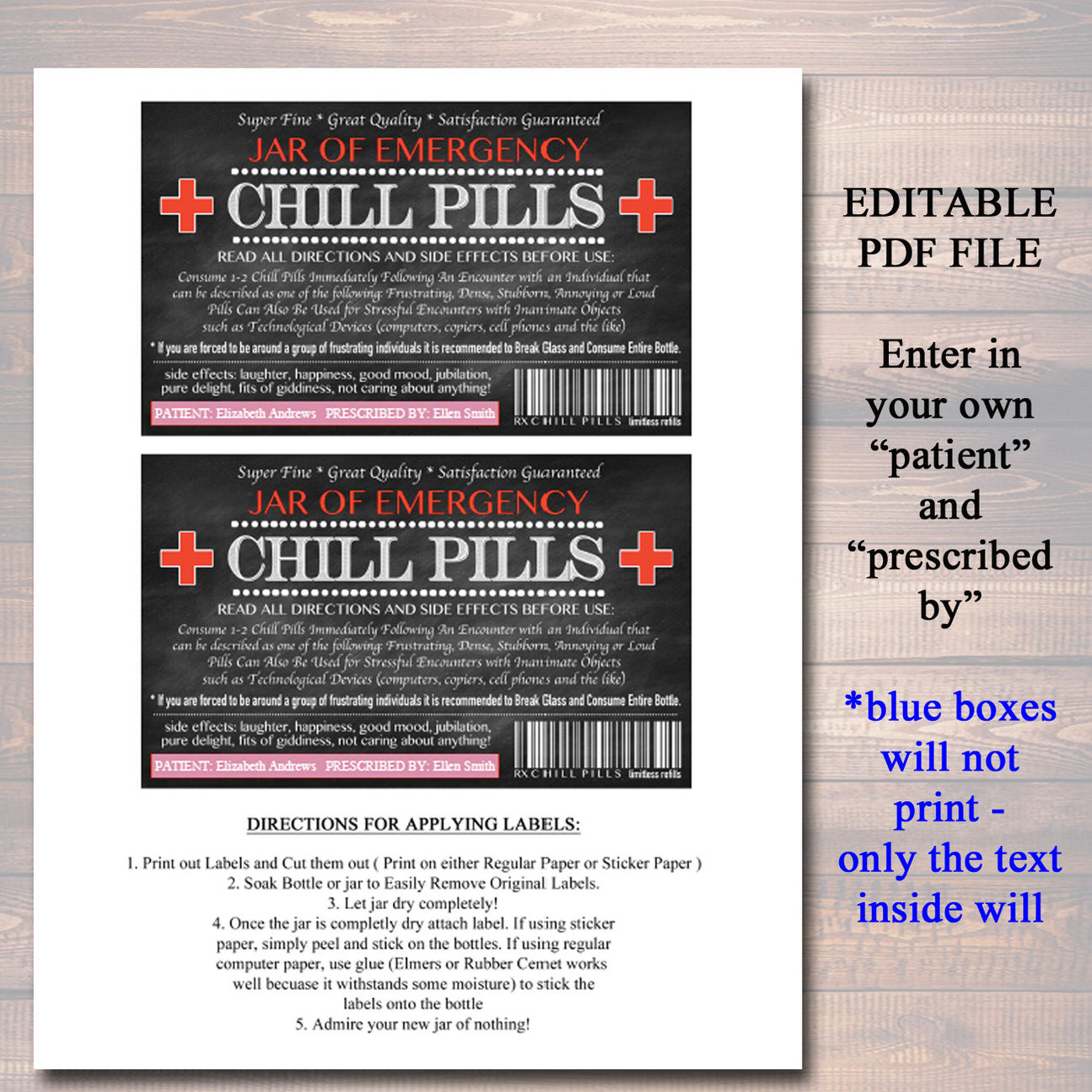 Chill Pill Label | TidyLady Printables