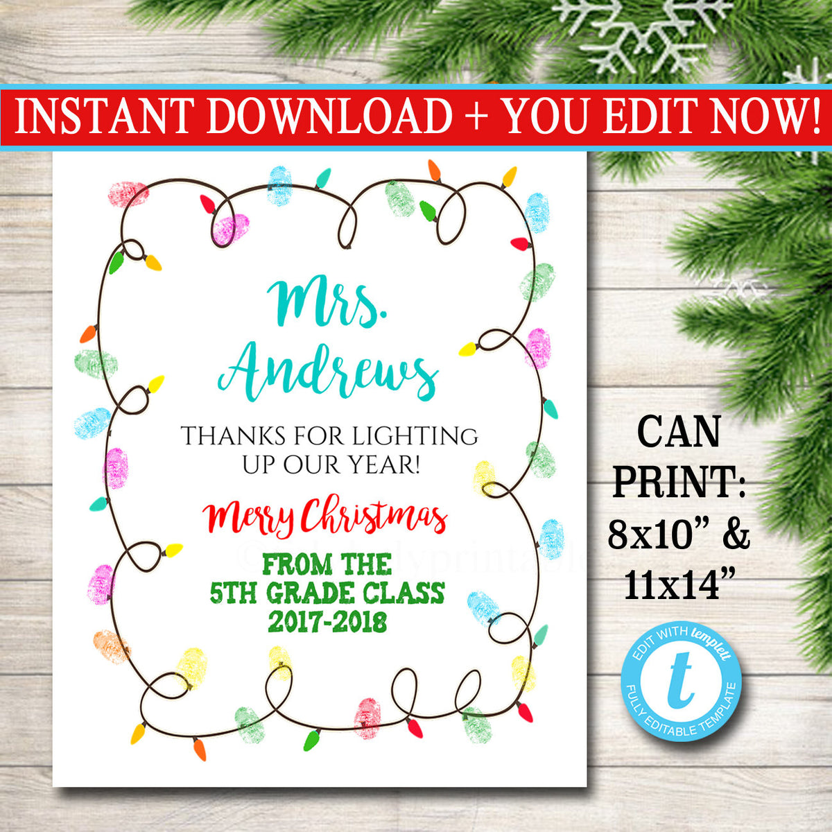 Teacher Christmas Gift | TidyLady Printables