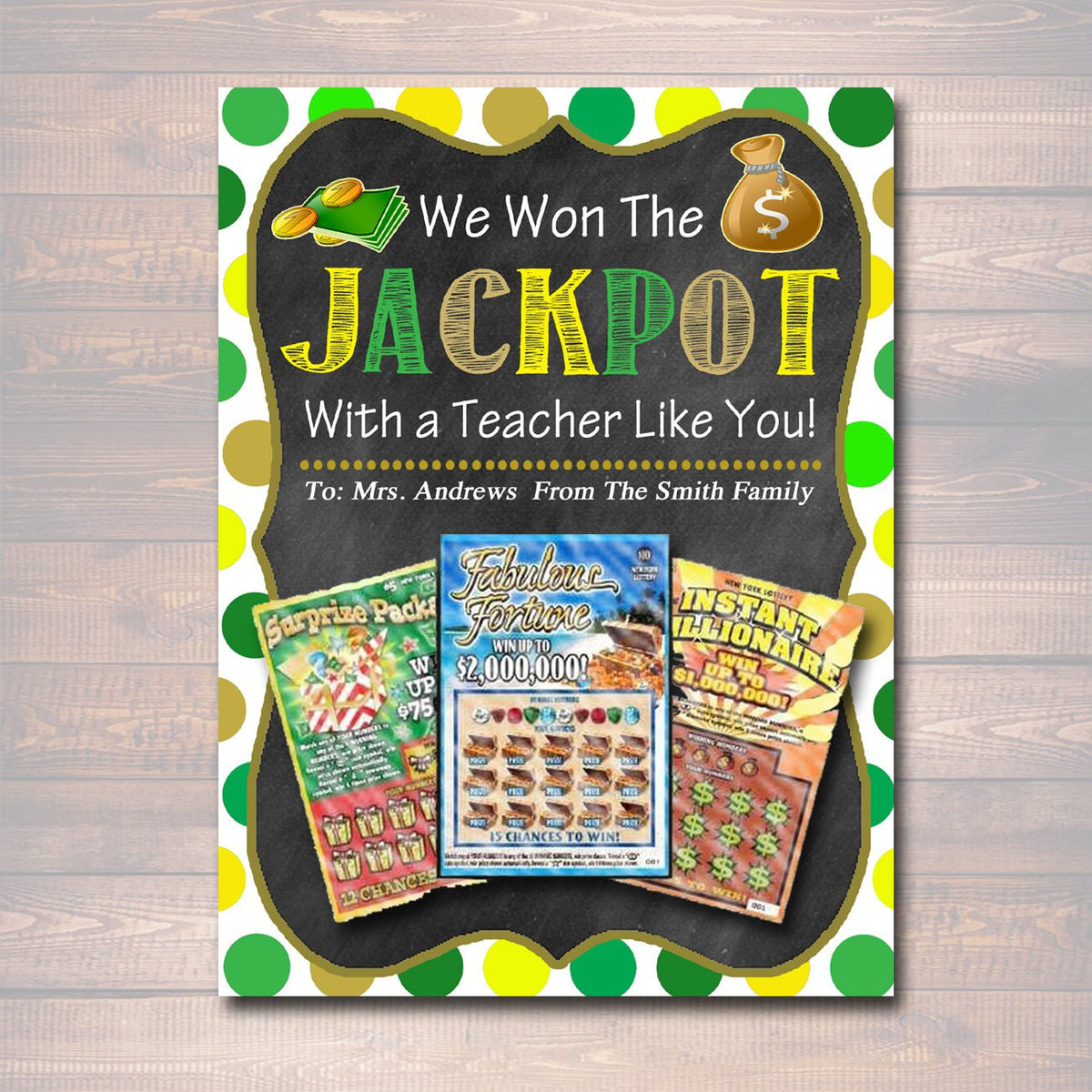 Teacher & Staff Appreciation Lottery Card Holder Printable — TidyLady ...