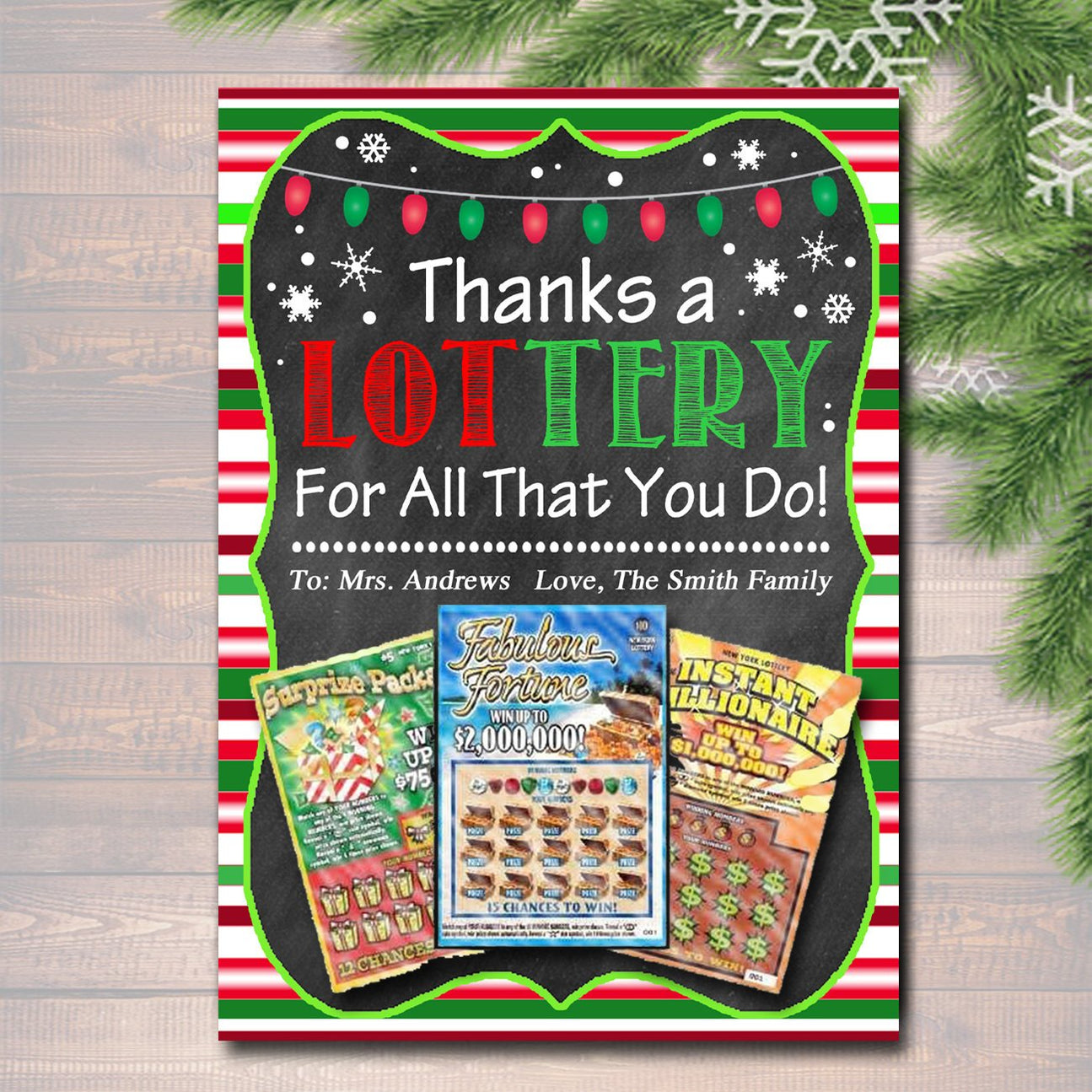Christmas Thank You a Lottery Gift Card Holder — TidyLady Printables