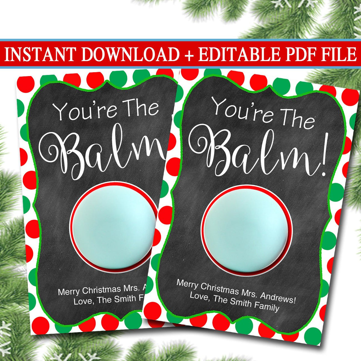Christmas Teacher Lip Balm Gift Tag | TidyLady Printables