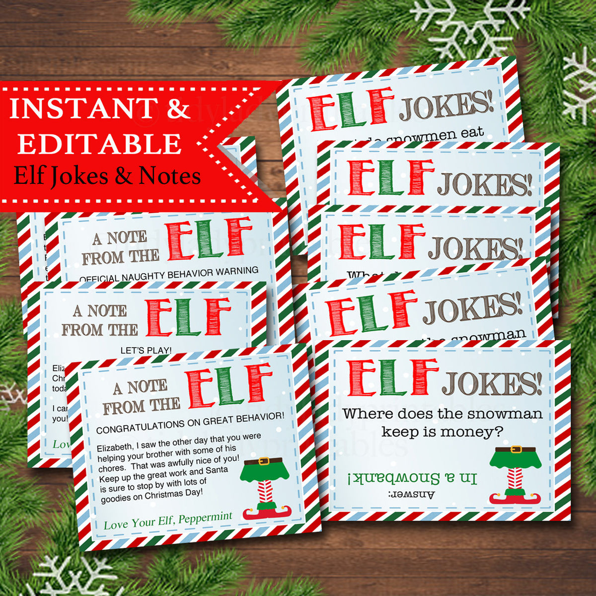 Christmas Elf Jokes and Notes from the Elf — TidyLady Printables