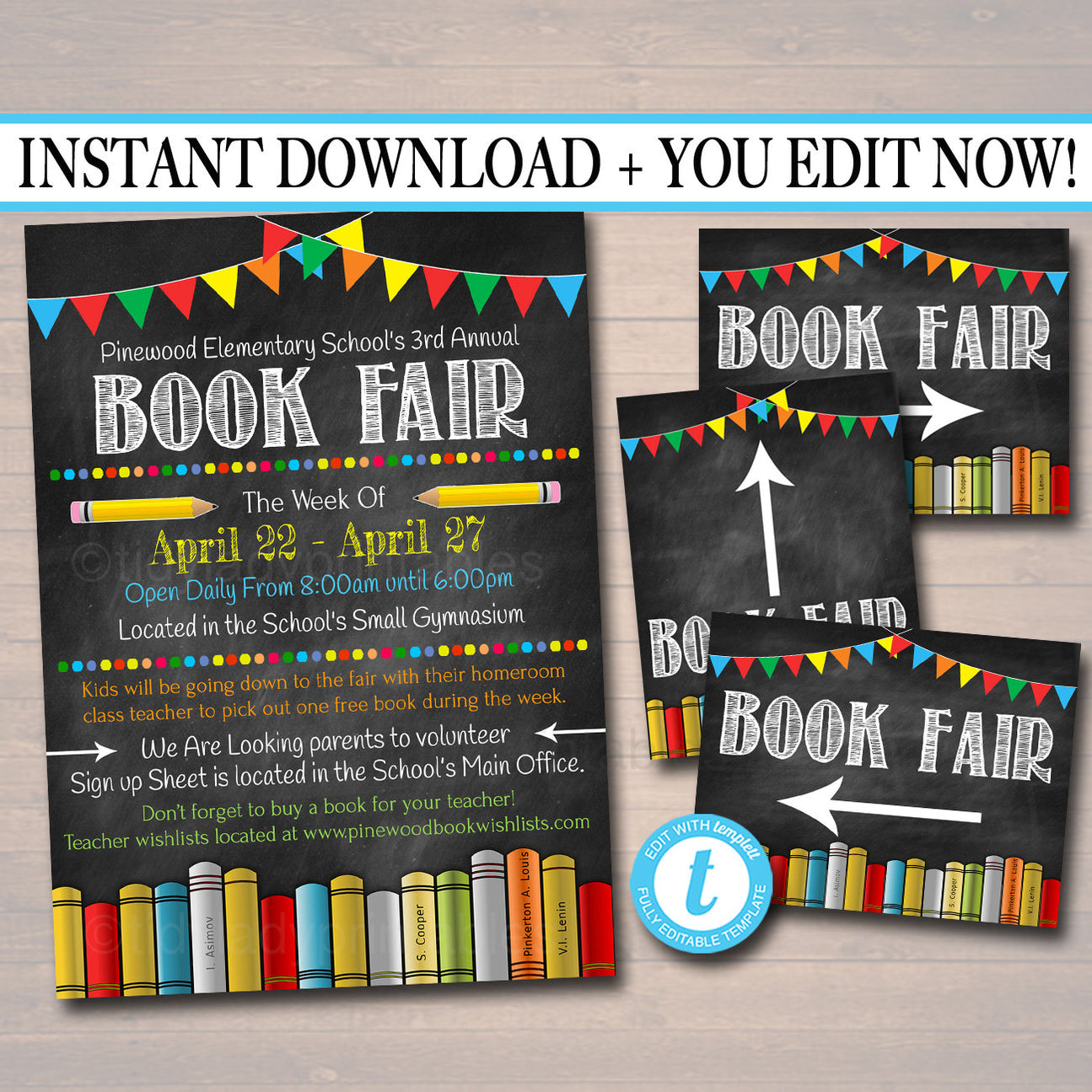School Book Fair Flyer Invite With Directional Sign Template — TidyLady ...