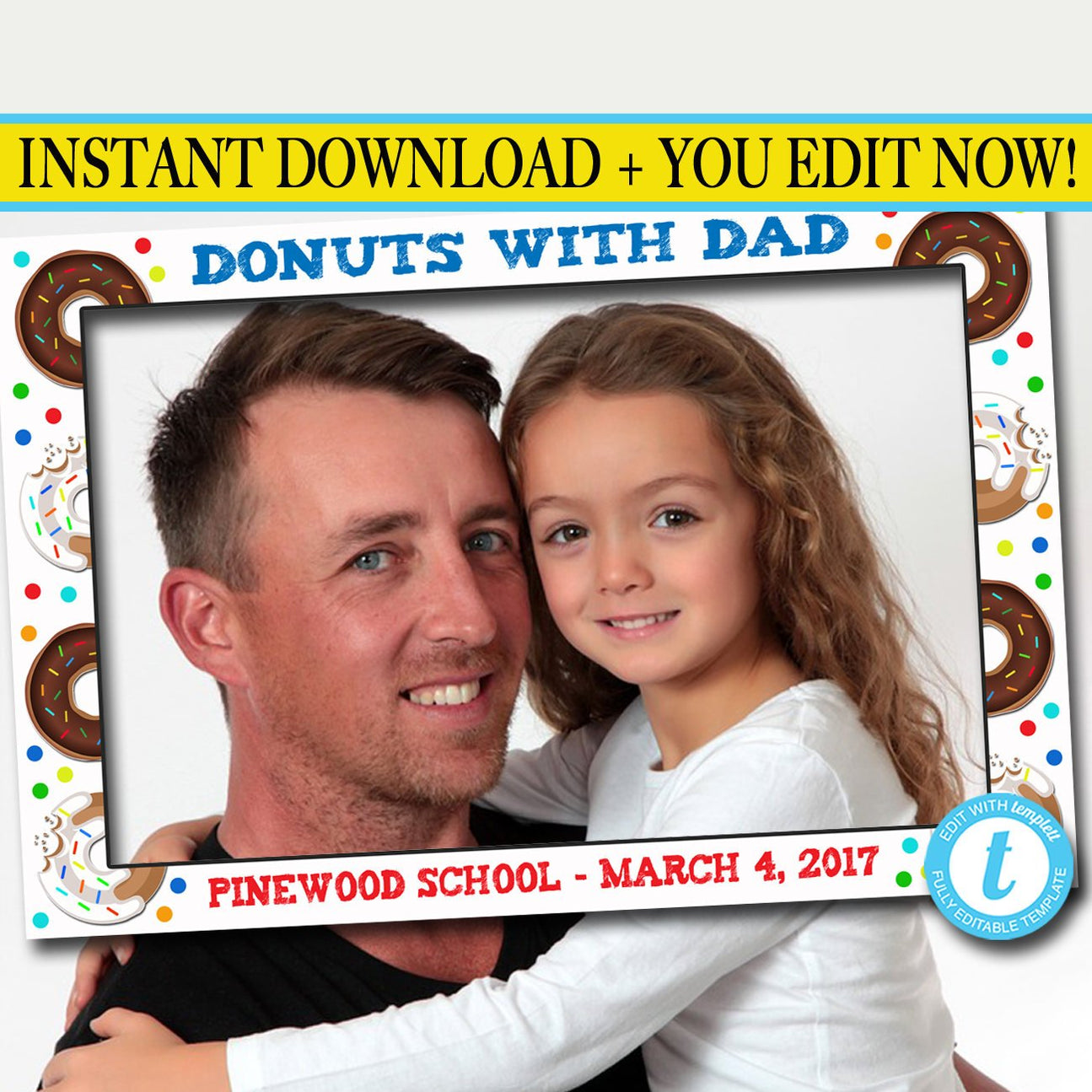 Photo Booth Prop Donut Party Photo Frame Template — TidyLady Printables