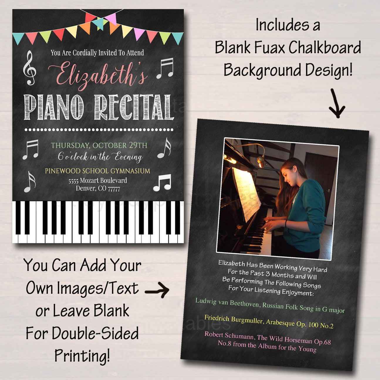 Piano Recital Invitation, Piano Music Performance Invite, Concert Invi ...
