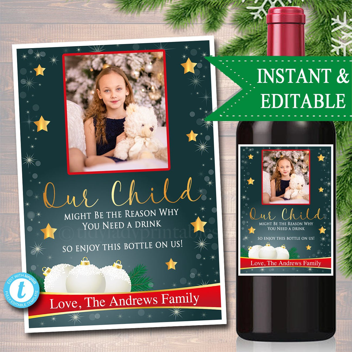 Christmas Teacher Appreciation Wine Label Gift — TidyLady Printables