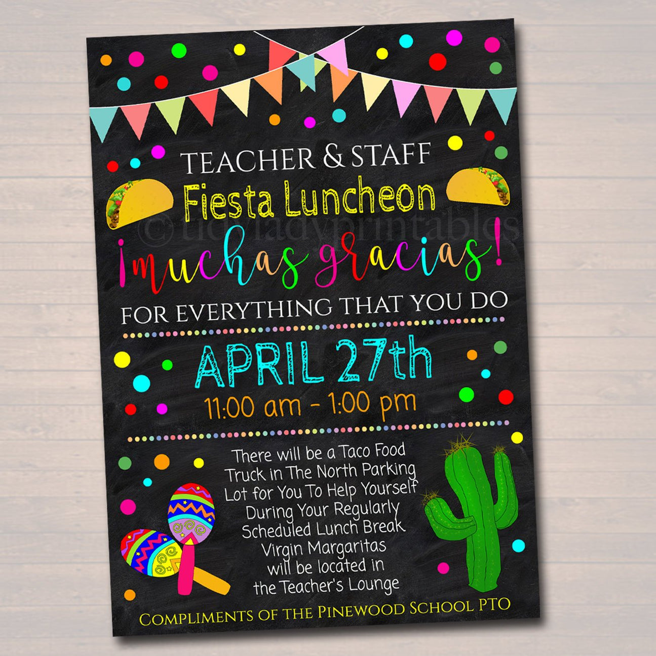 Fiesta Luncheon Teacher Appreciation Week Staff Invitation — TidyLady ...