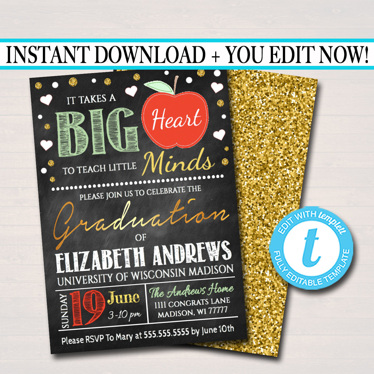 Teacher Graduation Invitation Template