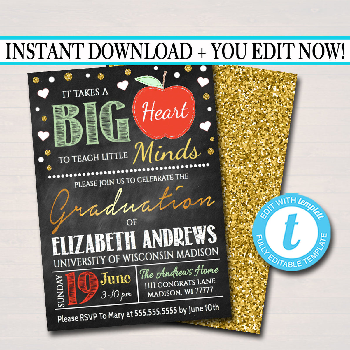 Teacher Graduation Invitation | TidyLady Printables