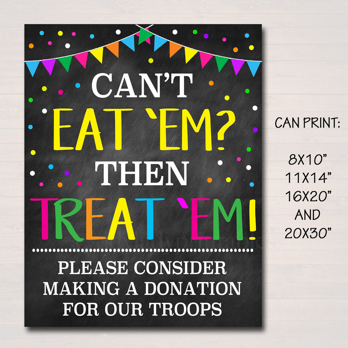 Cookie Booth Sign, If You Can't Eat 'Em Treat 'Em, Donate Cookies For ...