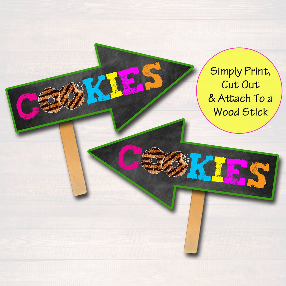 Cookie Booth Arrow Signs, Stop Cookies Sold Here, Printable Cookie Dro ...