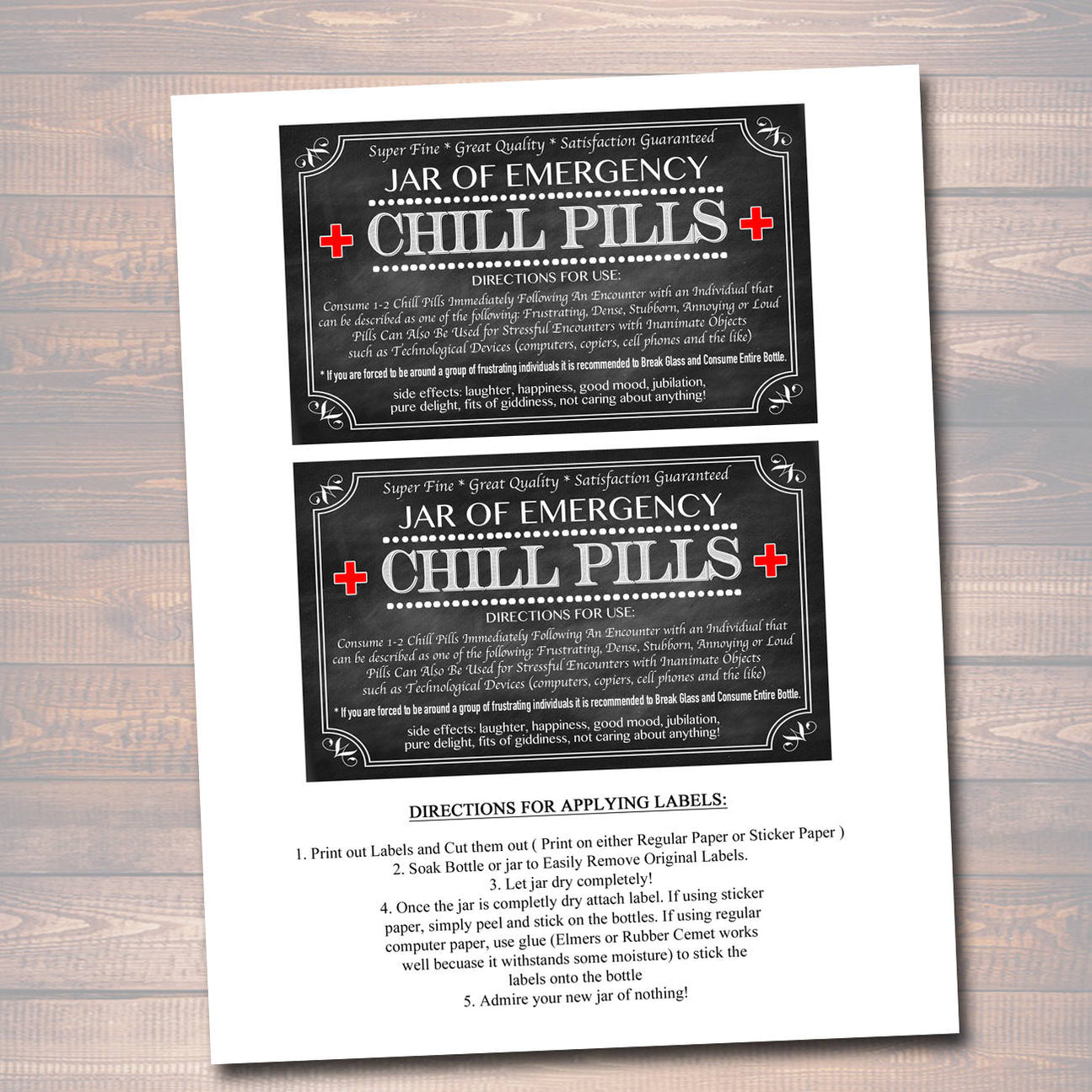 Chill Pill Label | TidyLady Printables