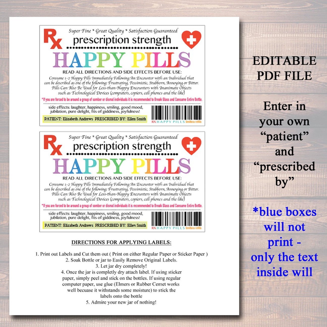 Happy Pills Label | TidyLady Printables