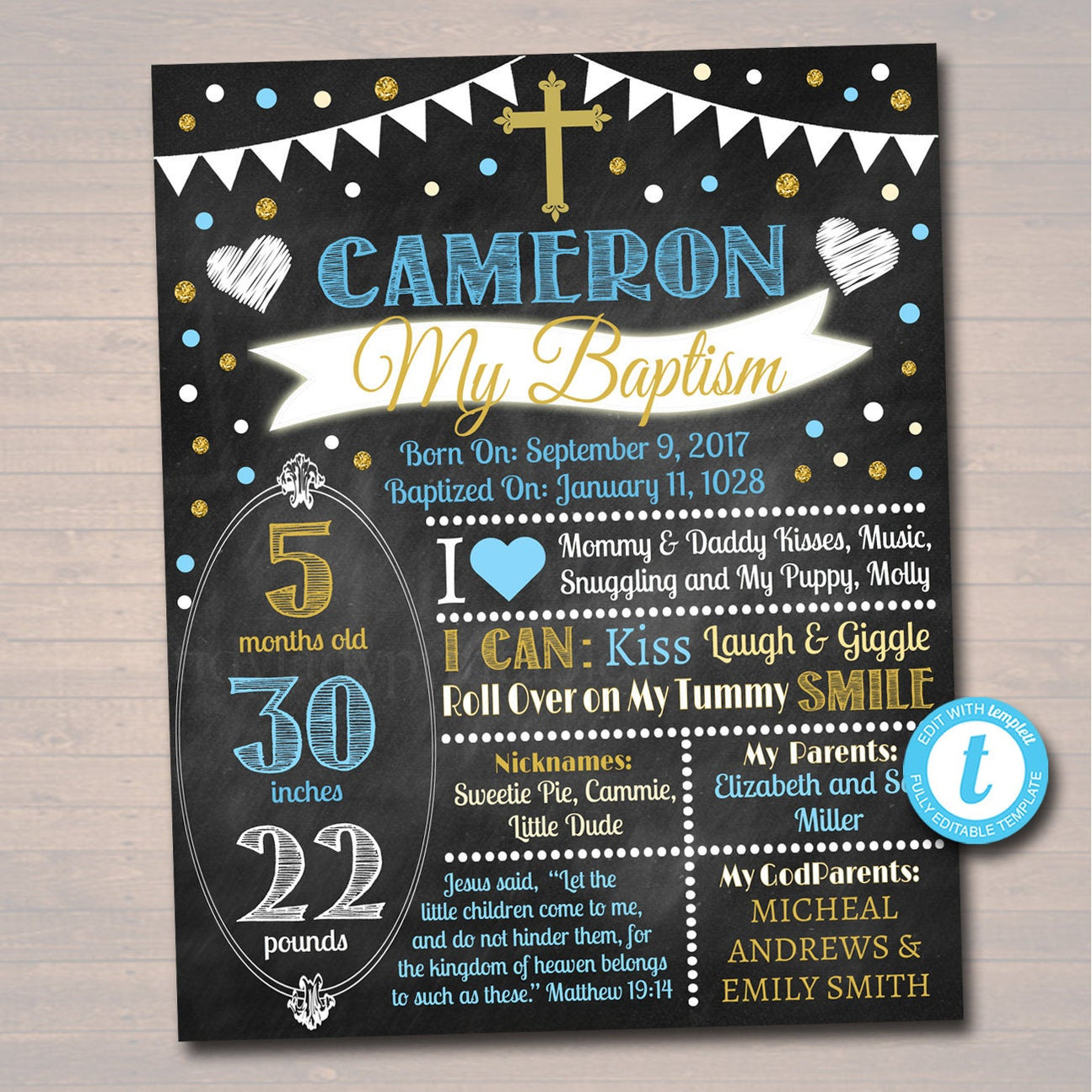 Baptism Chalkboard Poster | TidyLady Printables