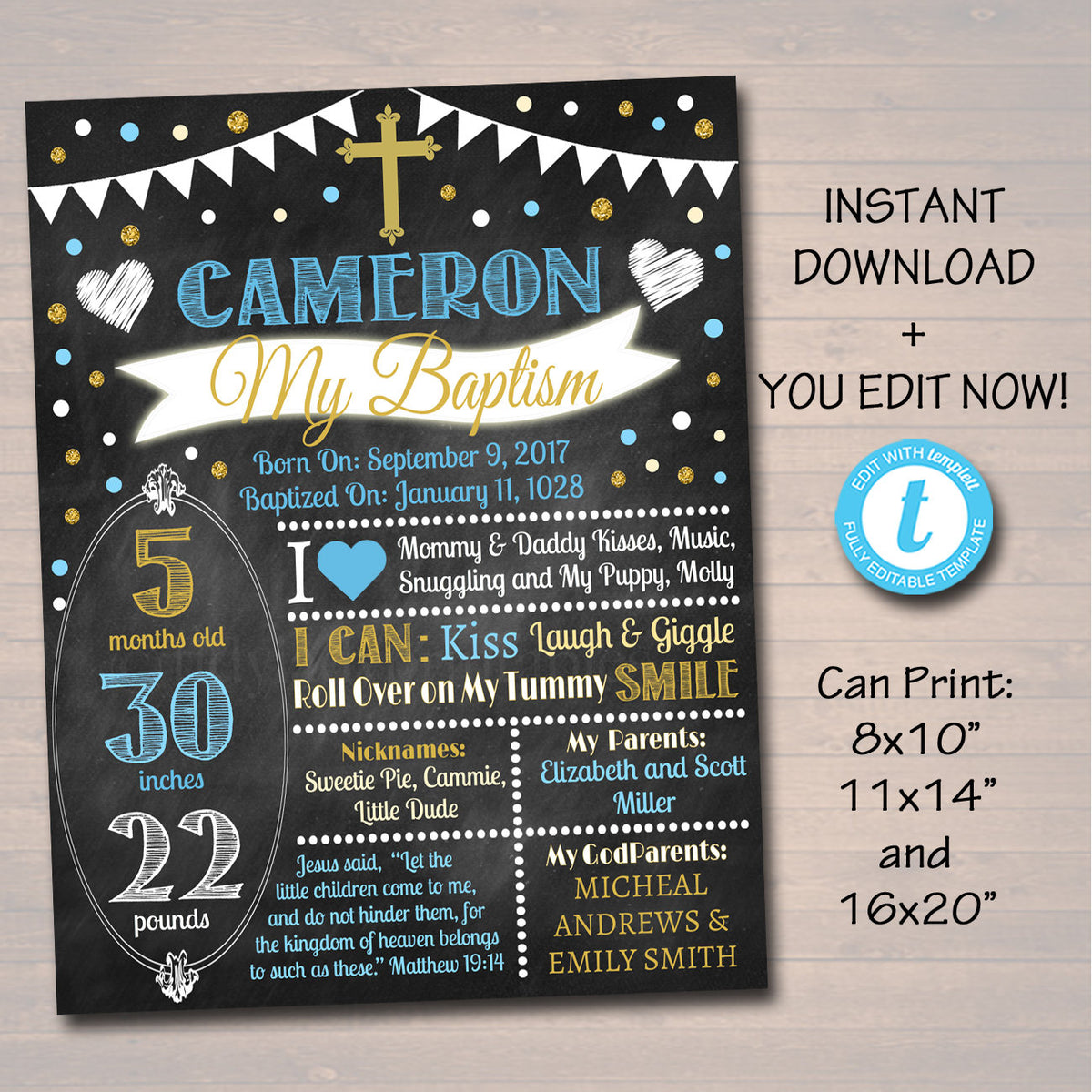 Baptism Chalkboard Poster | TidyLady Printables