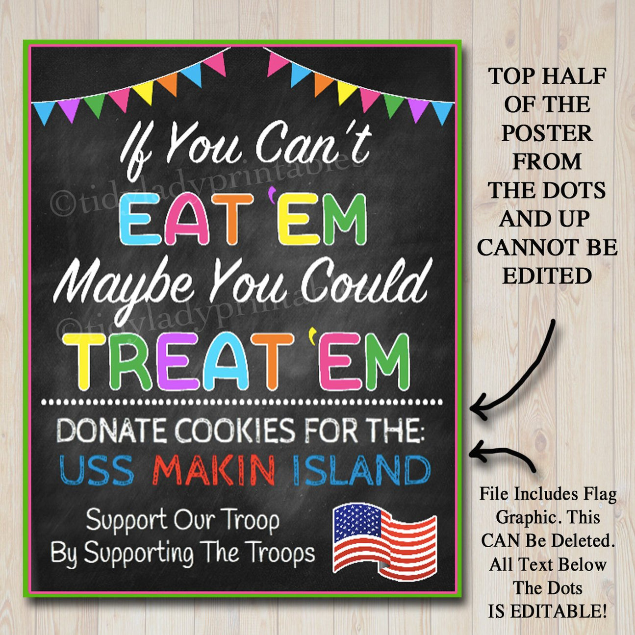 Fundraiser Cookie Booth Sign, If You Can't Eat Em' Treat Em, Donate Co ...