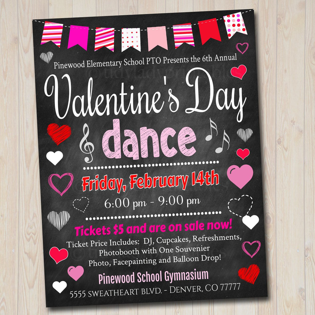 Valentine's Day Dance Set School Dance Flyer Party Invite, Church Comm ...