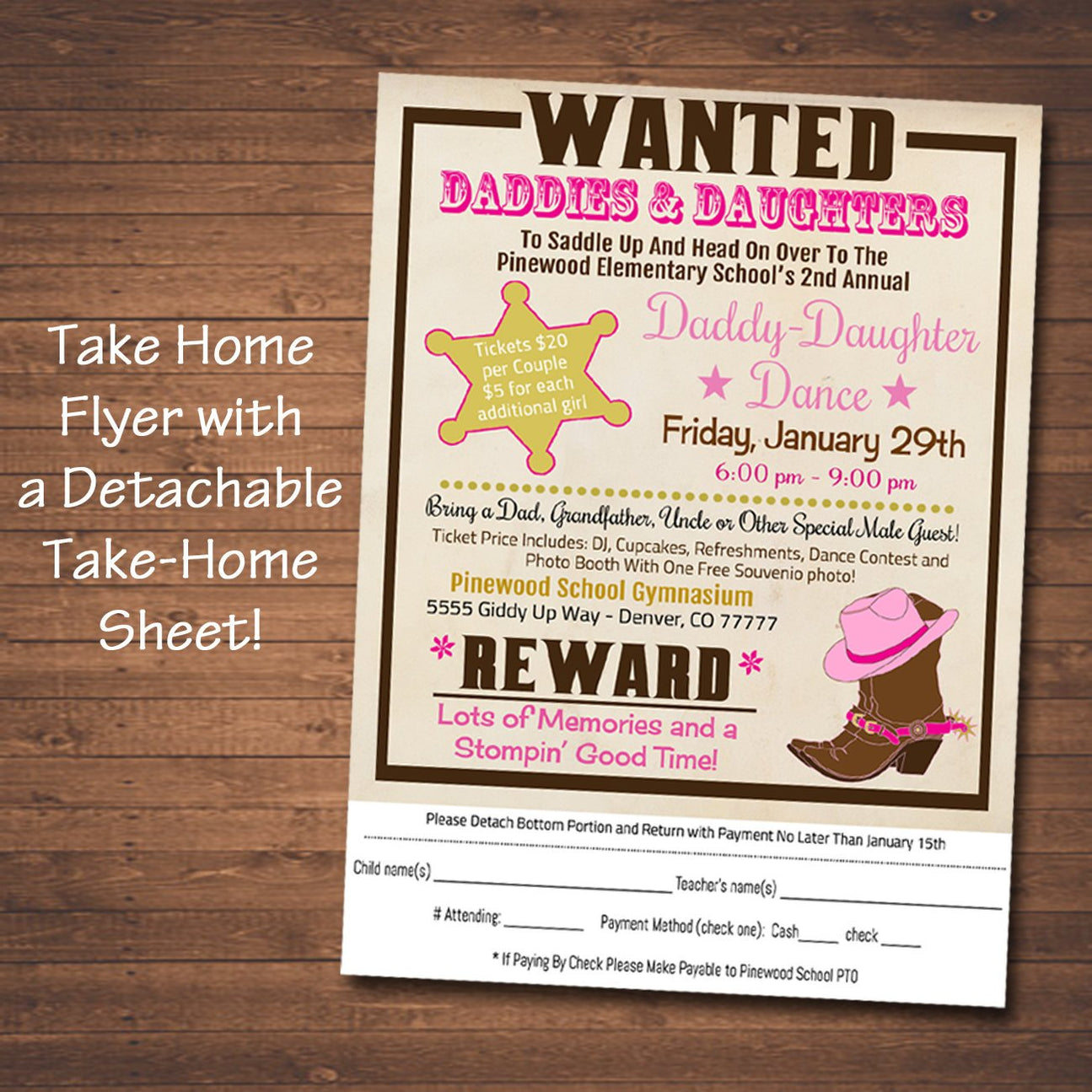 Daddy Daughter Dance Set School Dance Flyer Invitation, Country Wester ...