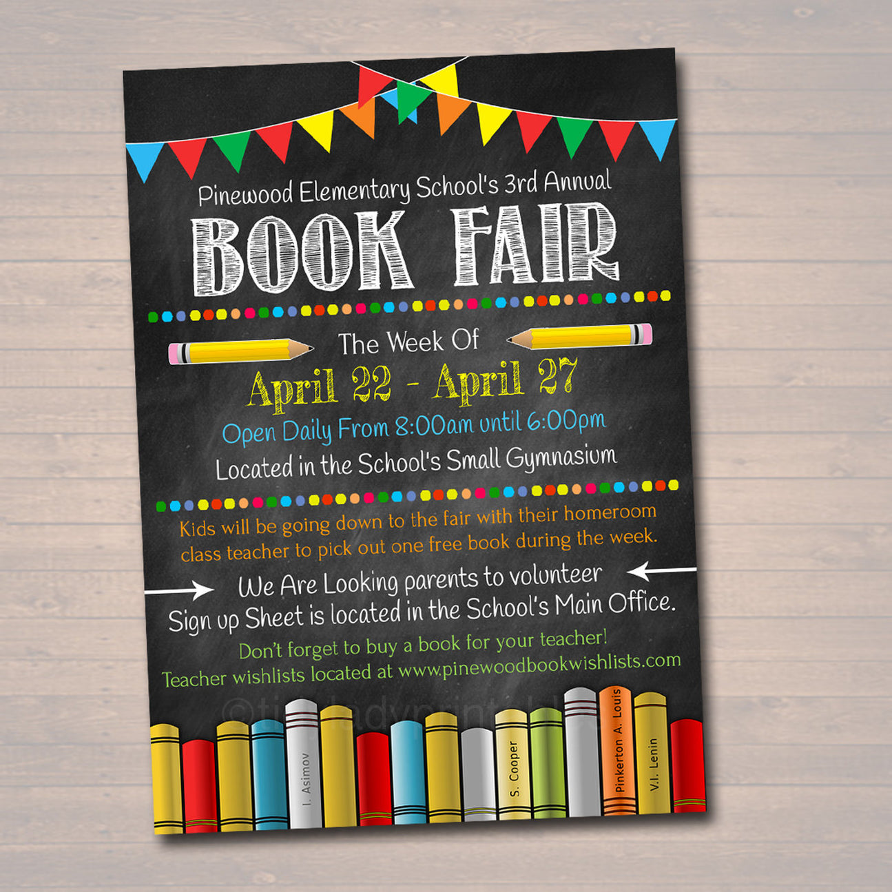 School Book Fair Flyer Invite With Directional Sign Template — TidyLady ...
