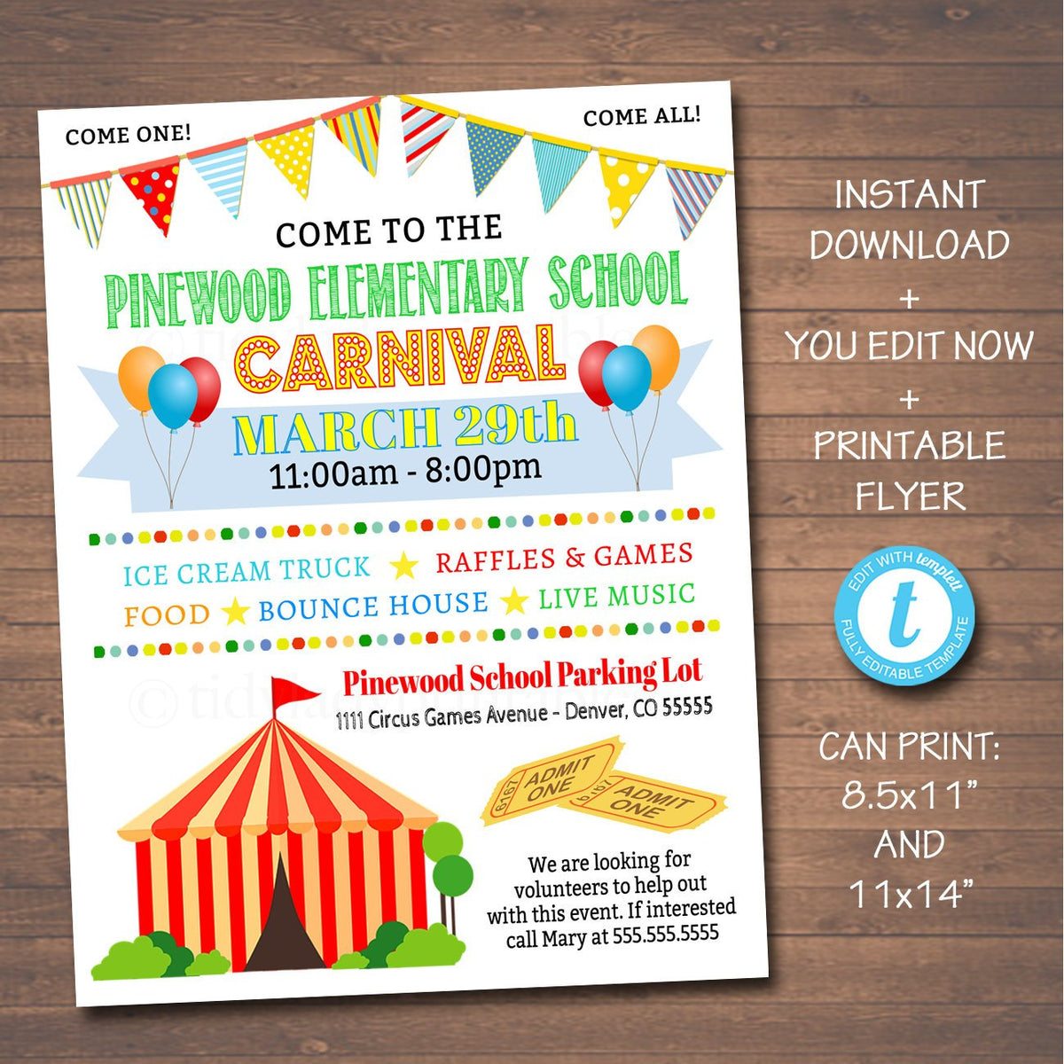 School Carnival Event Flyer Template | TidyLady Printables