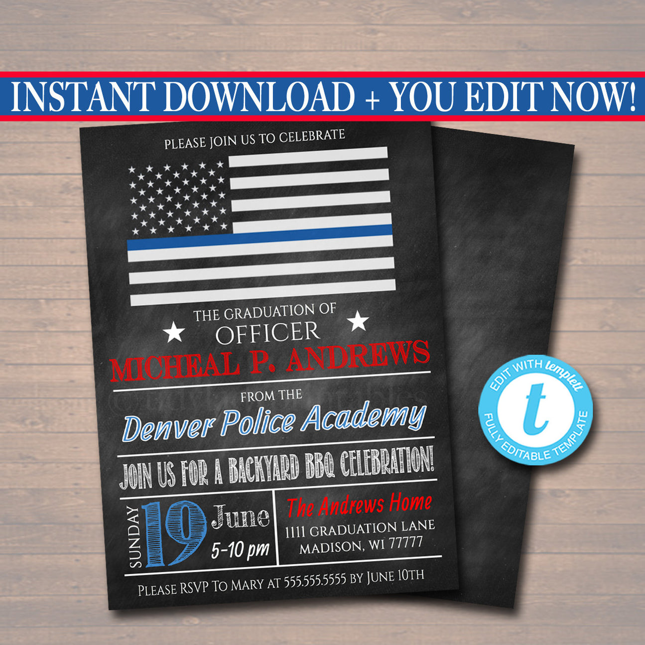 Police Academy Graduation Invitation | TidyLady Printables