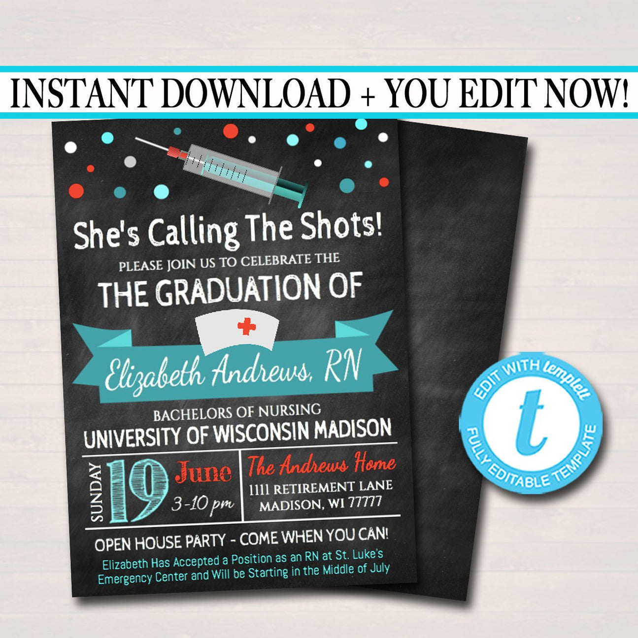 Nurse Graduation Invite | TidyLady Printables