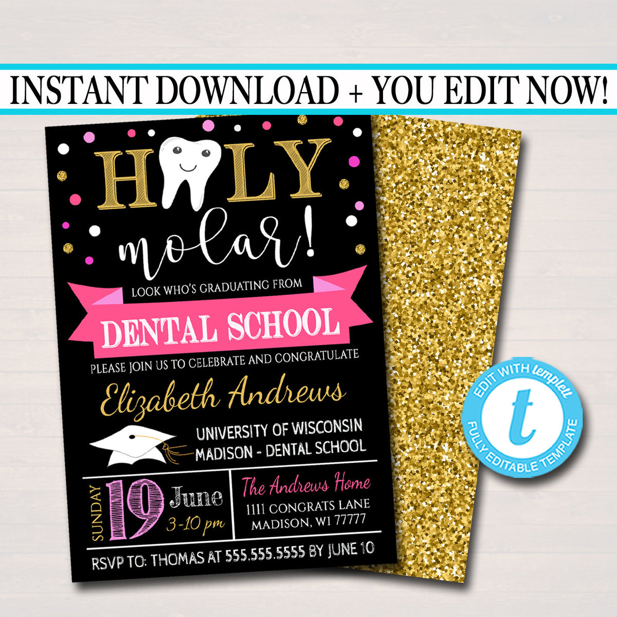 Dental School Graduation Invitation | TidyLady Printables