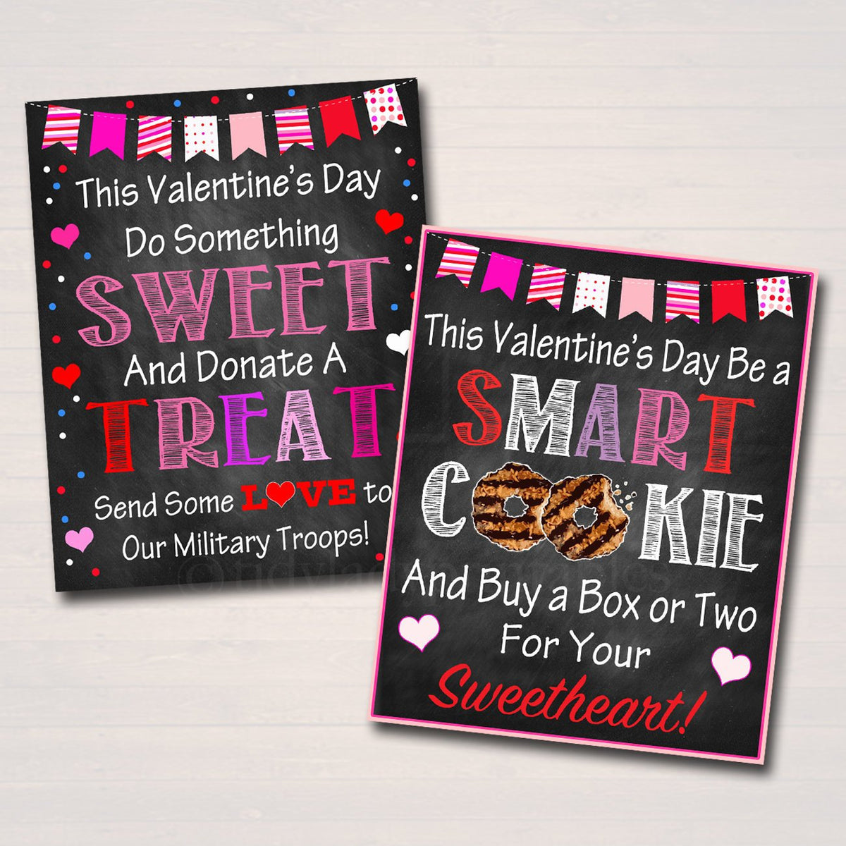 Valentine's Day Cookie Signs, Printable Cookie Posters Set of 2, Cooki ...