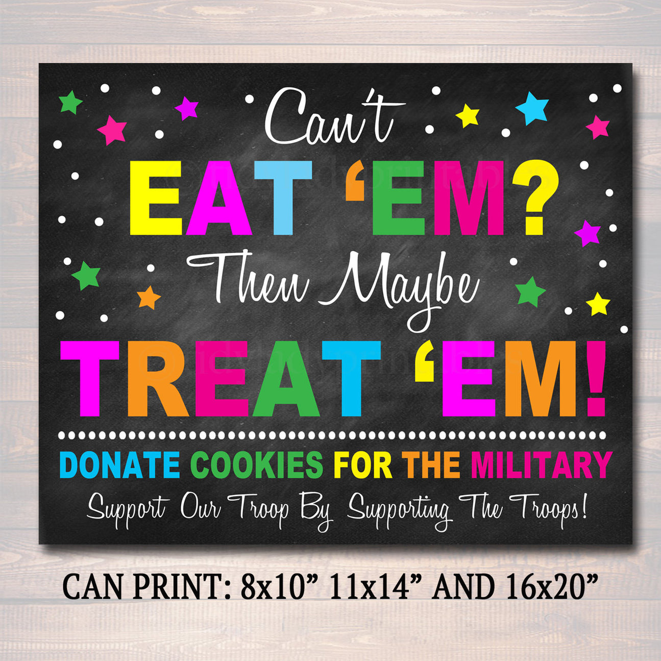 Cookie Booth Sign, If You Can't Eat 'Em Treat 'Em, Donate Cookies For ...