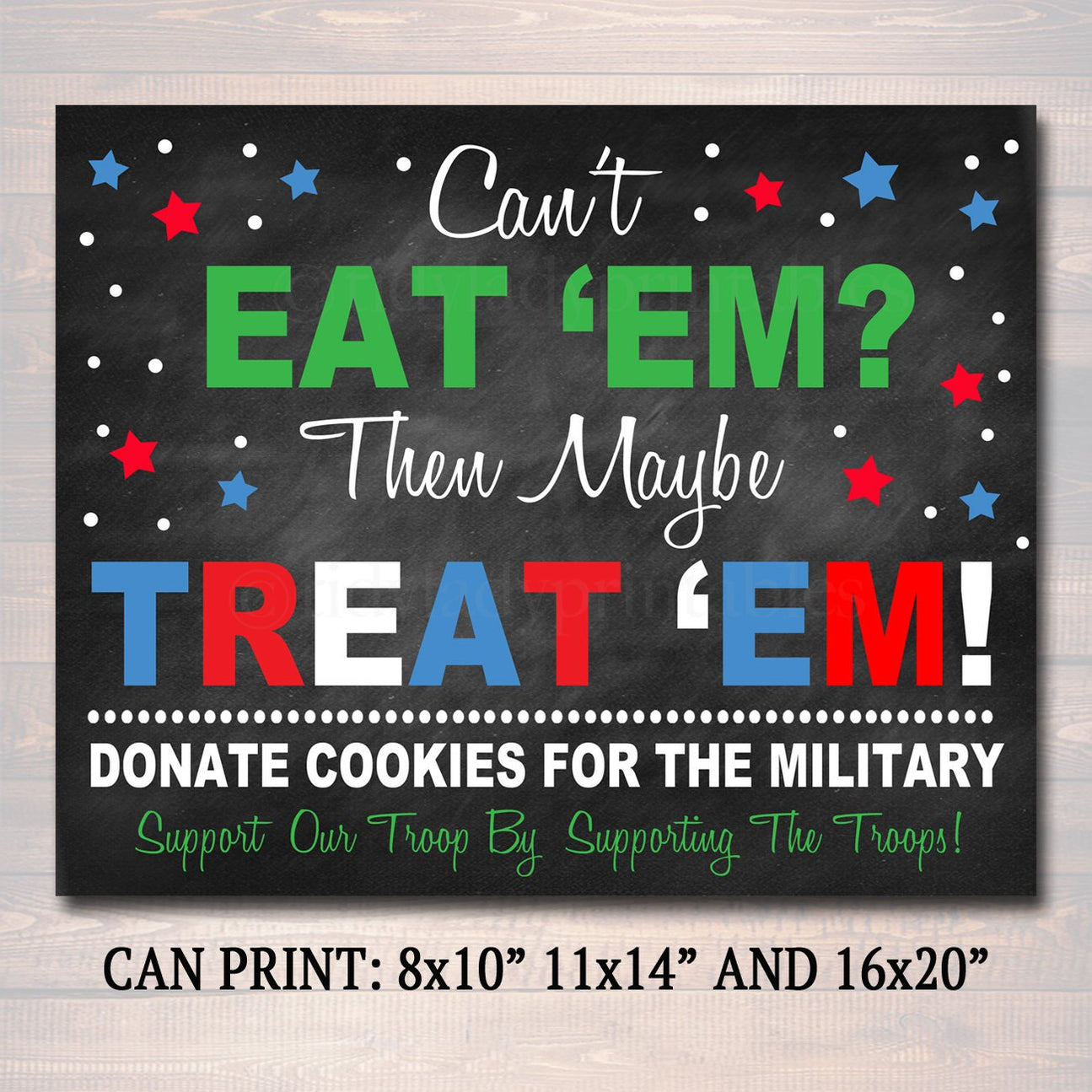 Cookie Booth Sign, If You Can't Eat 'Em Treat 'Em, Donate Cookies For ...