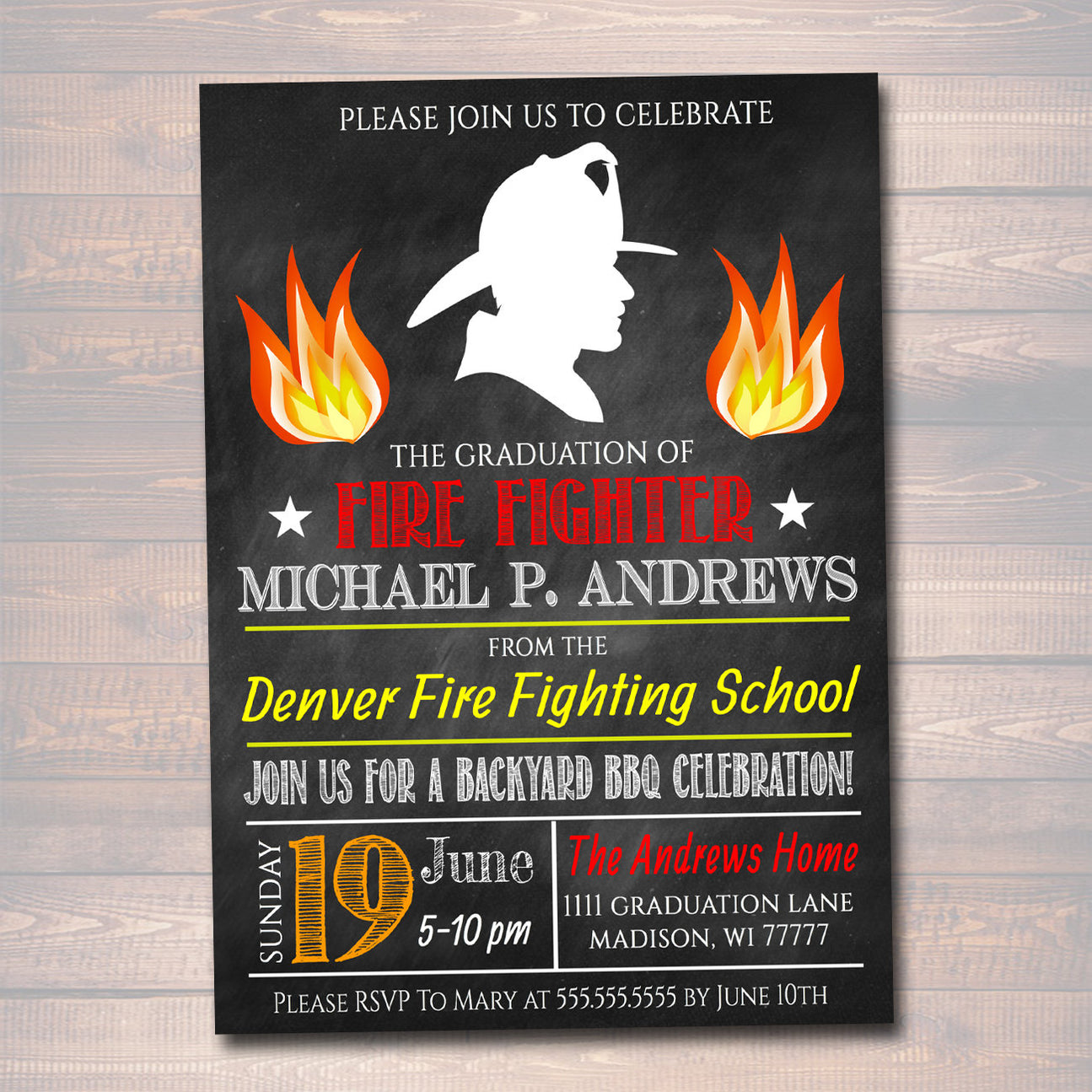 Fire Fighter Graduation Invitation | TidyLady Printables