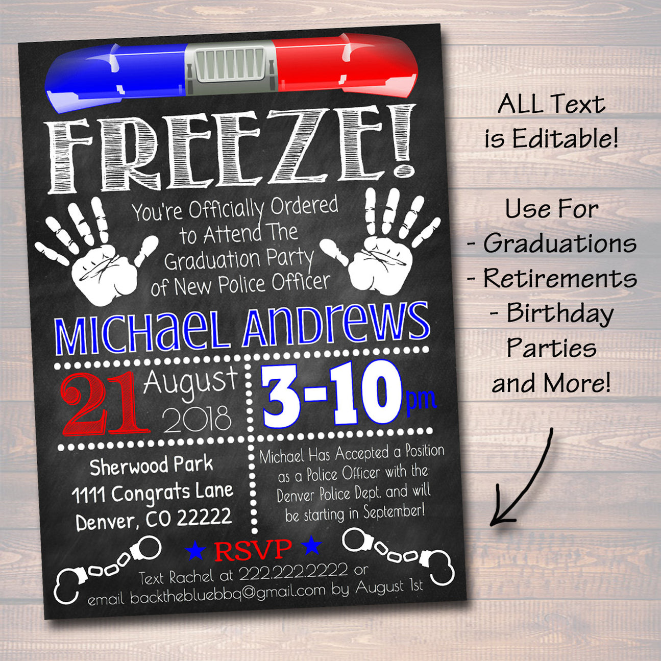 Police Academy Graduation Invitation | TidyLady Printables