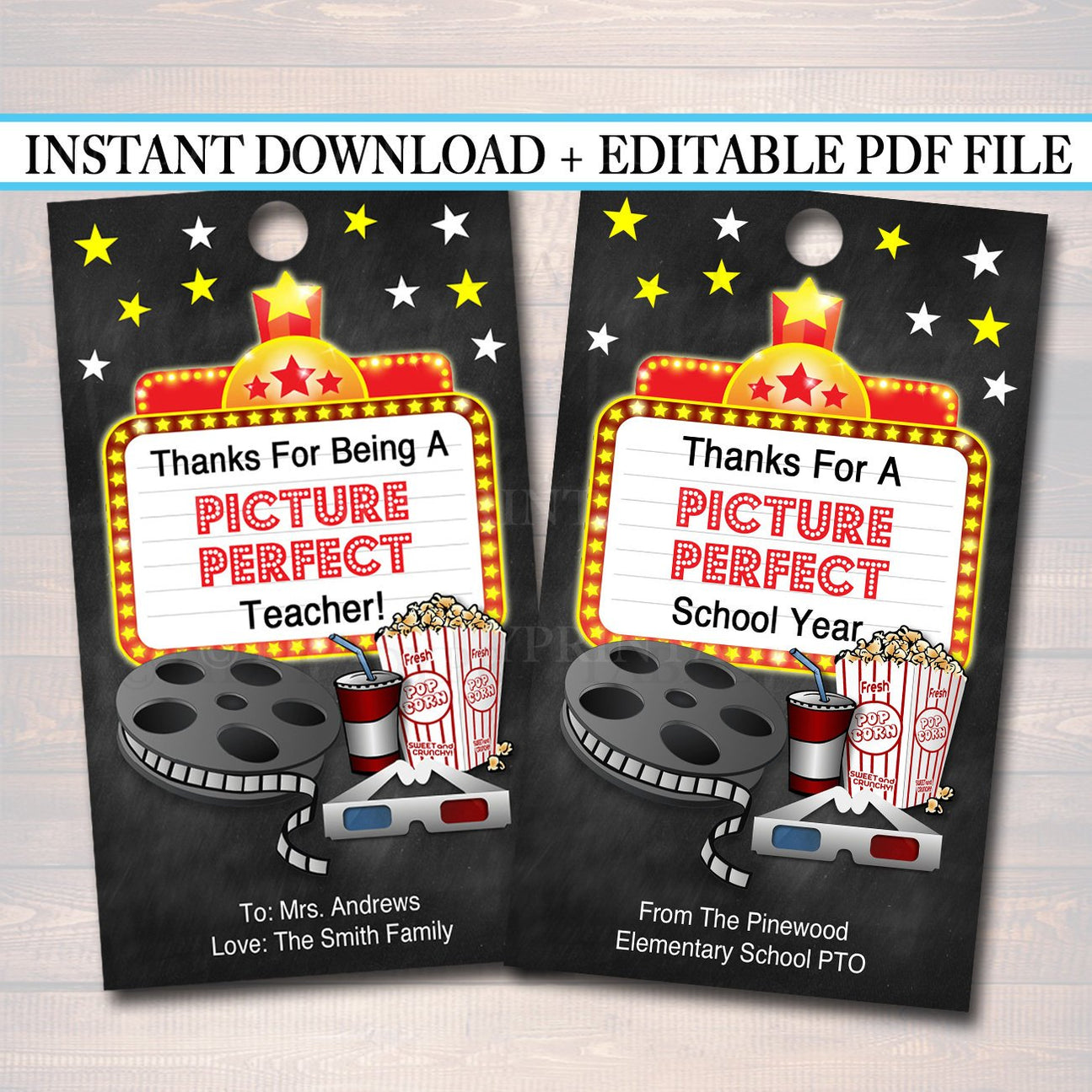 Teacher Appreciation Week Movie Theme Favor Tags - Printable — TidyLady ...