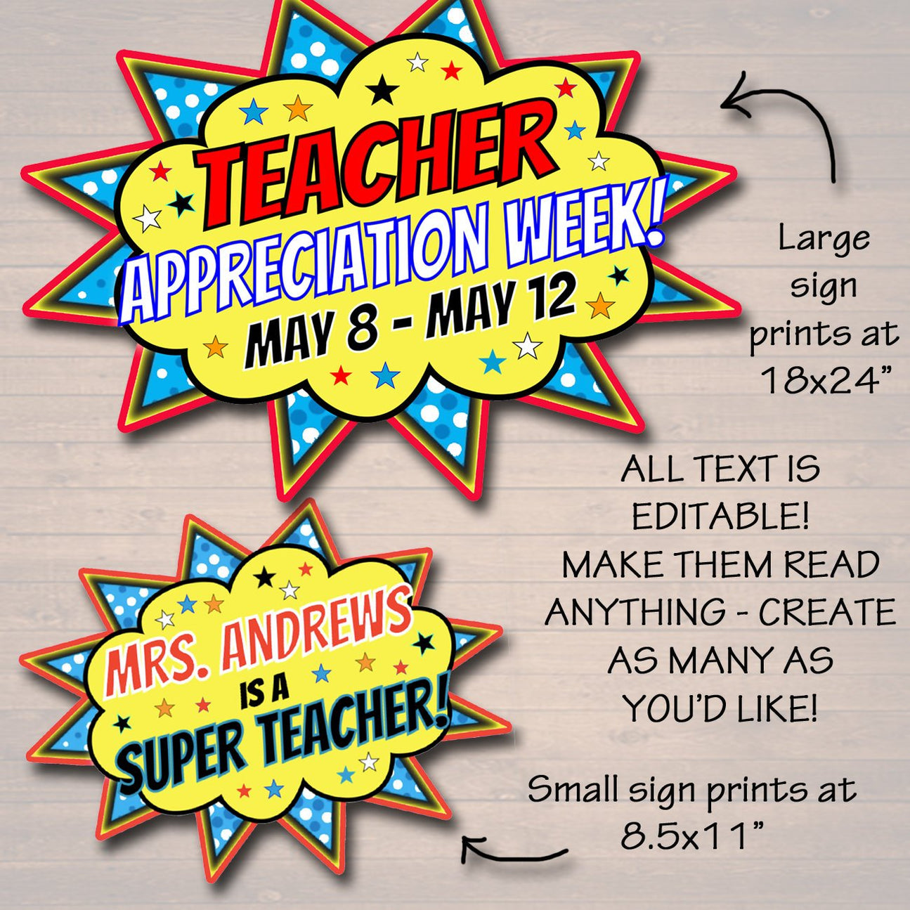 Teacher Appreciation Week Superhero Theme Printable Decor — TidyLady ...