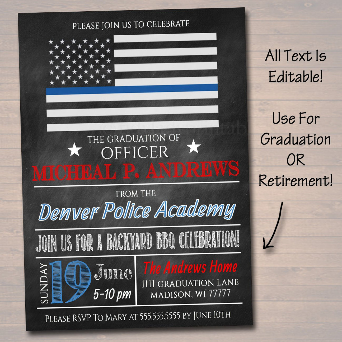 Police Academy Graduation Invitation | TidyLady Printables
