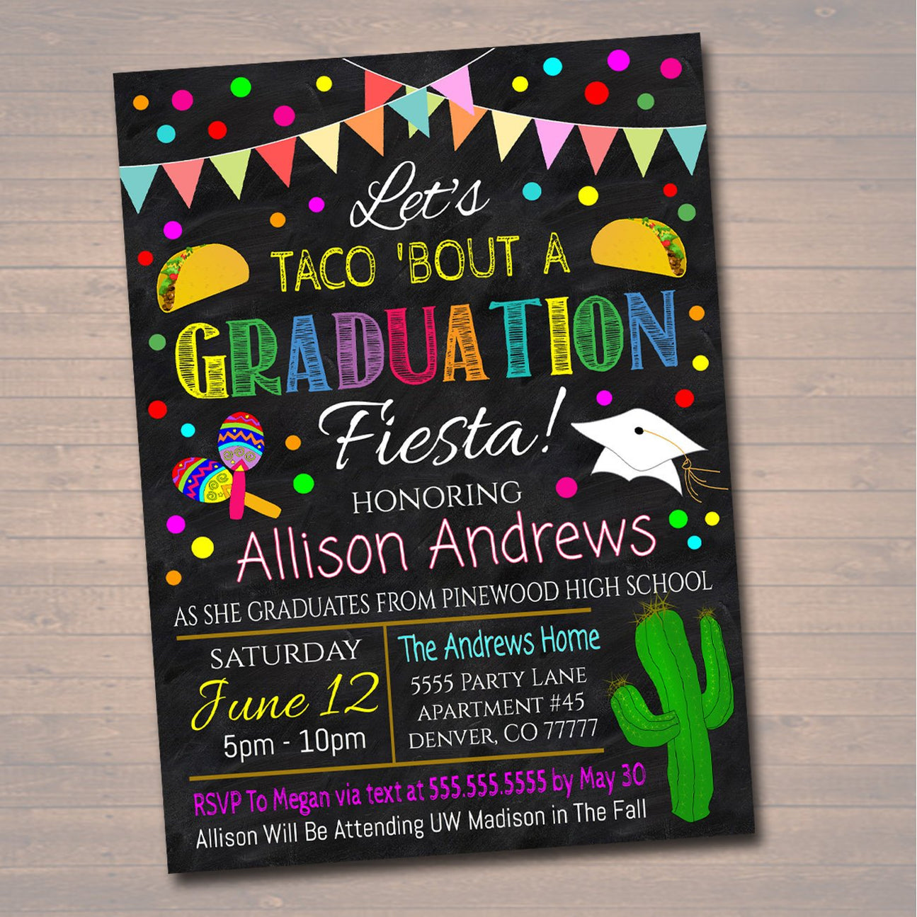 Fiesta Theme Graduation Invitation | TidyLady Printables