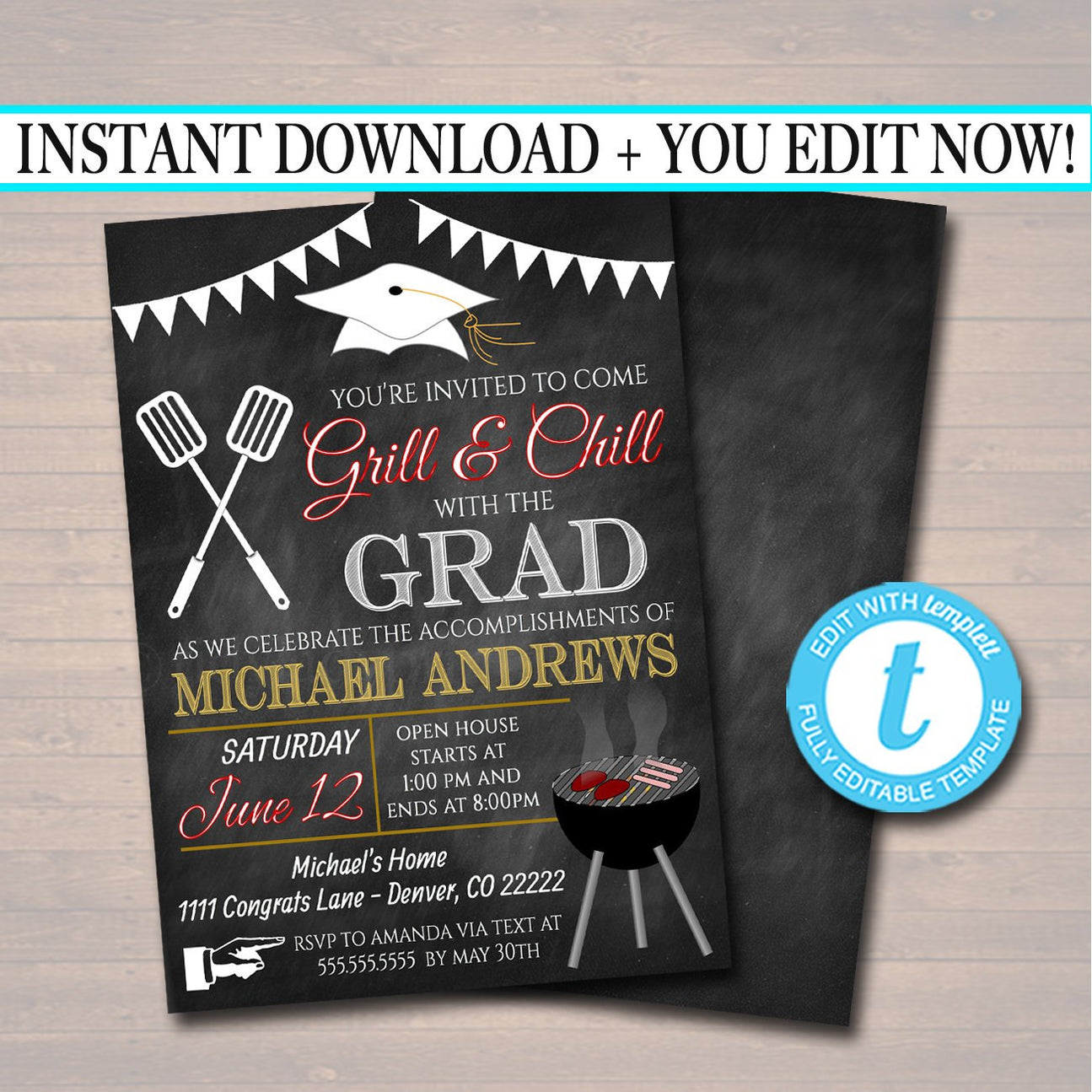 BBQ Graduation Invitation | TidyLady Printables