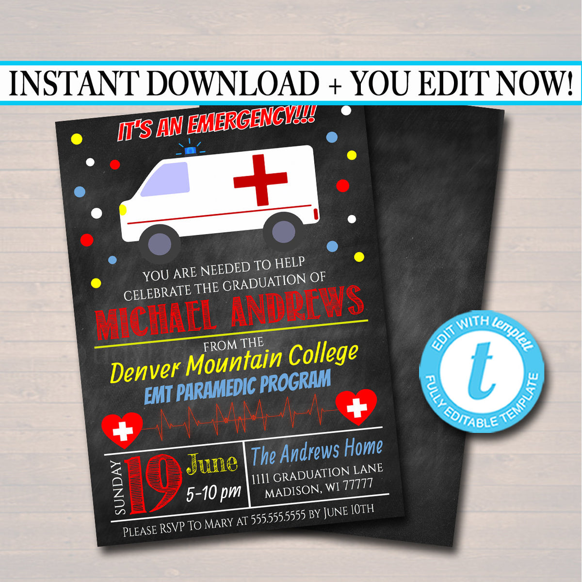 Paramedic Graduation Invite | TidyLady Printables