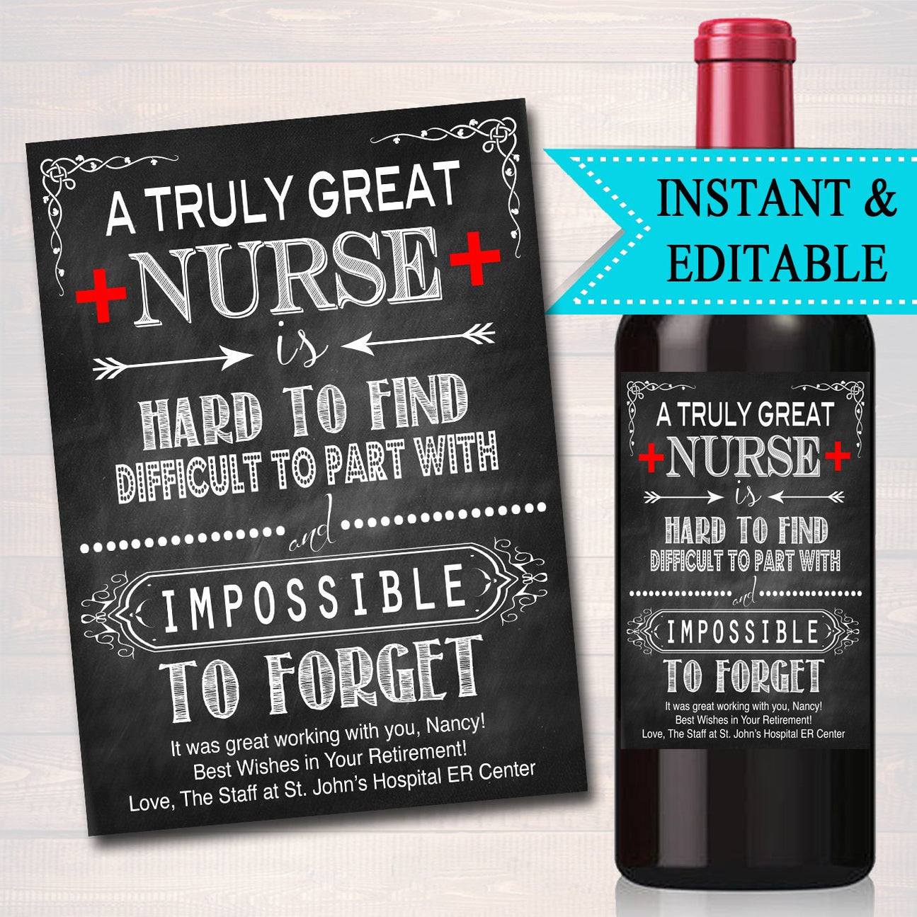 Nurse Appreciation Wine Label Gift | TidyLady Printables