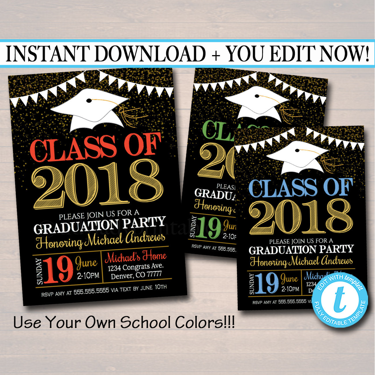 Printable Graduation Invitations Class Of 2018