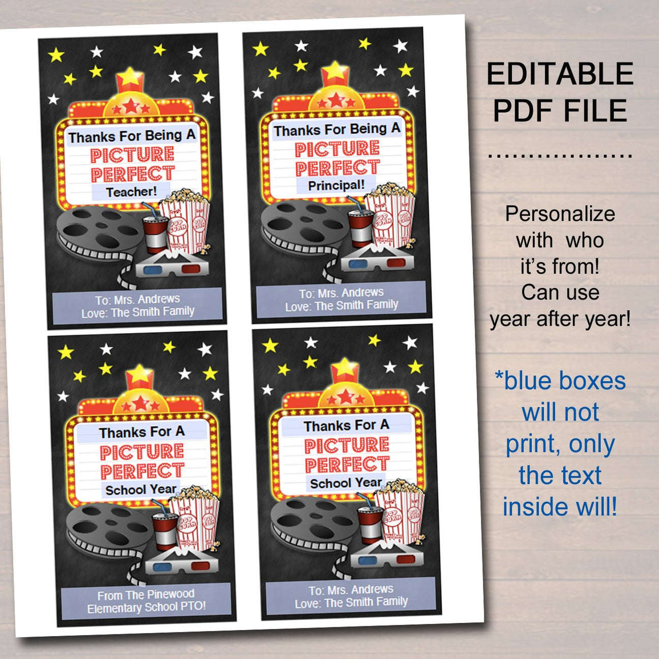 Teacher Appreciation Week Movie Theme Favor Tags - Printable — TidyLady ...