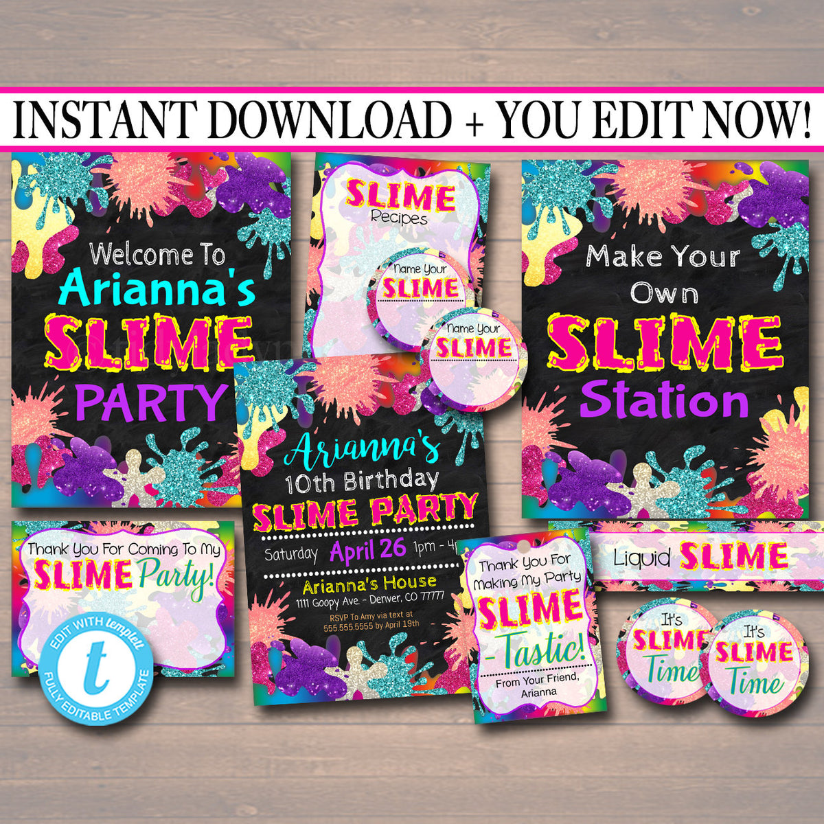 Slime Party Pack Set | TidyLady Printables