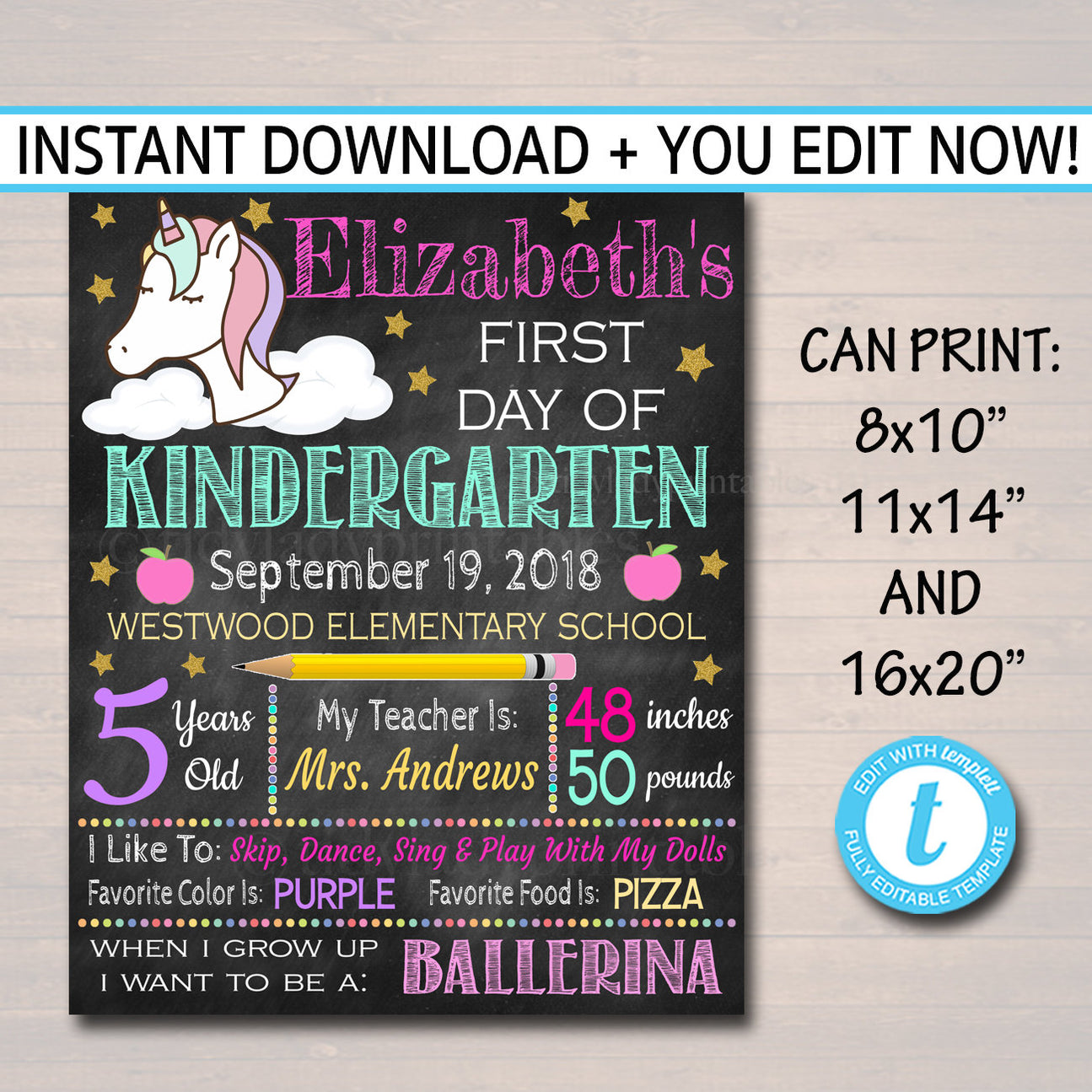 First Day Of School Unicorn Sign | TidyLady Printables
