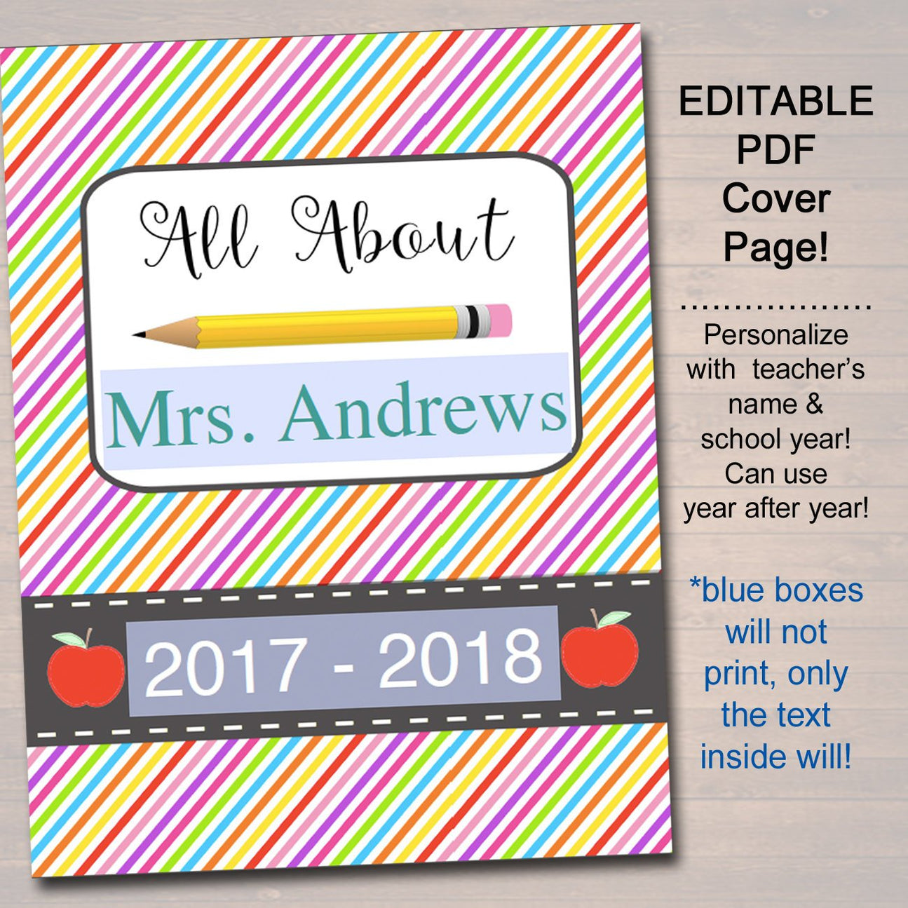 Teacher Appreciation Gift - End of School Year About Me Page — TidyLady ...