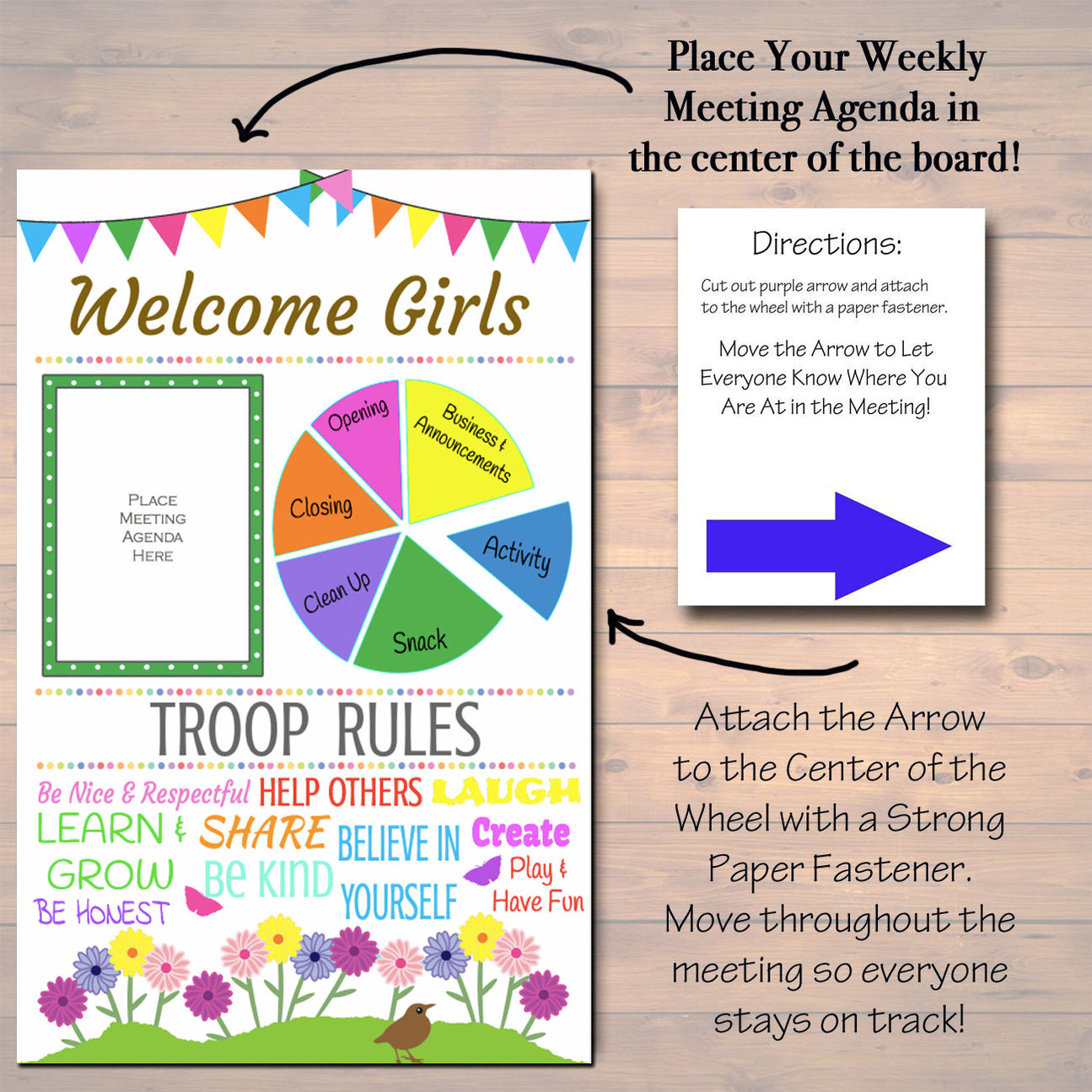 Brownie Kaper Chart & Meeting Display Board INSTANT + Brownie, Troop L ...