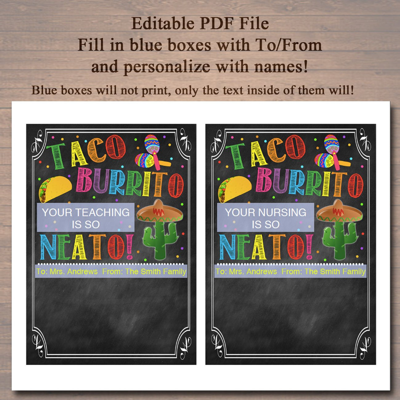 Printable Teacher Appreciation Fiesta Theme Gift Card Holder — TidyLady ...
