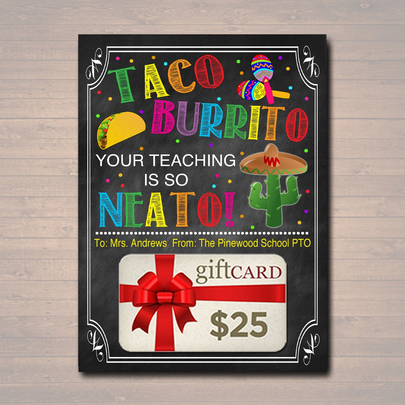 Printable Teacher Appreciation Fiesta Theme Gift Card Holder — TidyLady ...
