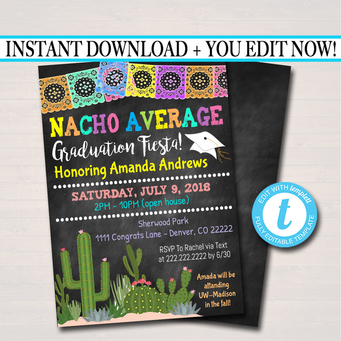 Fiesta Nacho Average Graduation Invite | TidyLady Printables