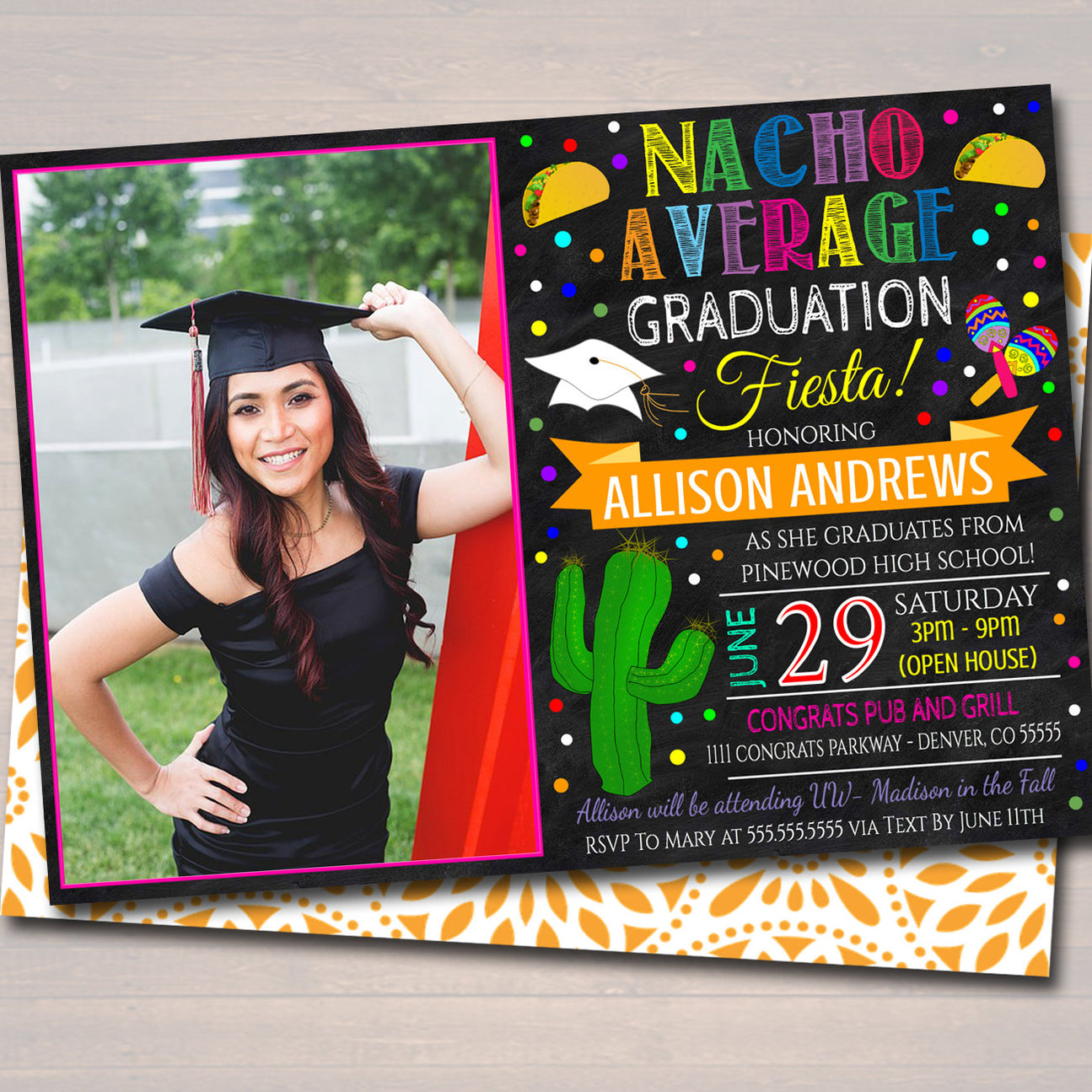 Fiesta Theme Graduation Invitation | TidyLady Printables