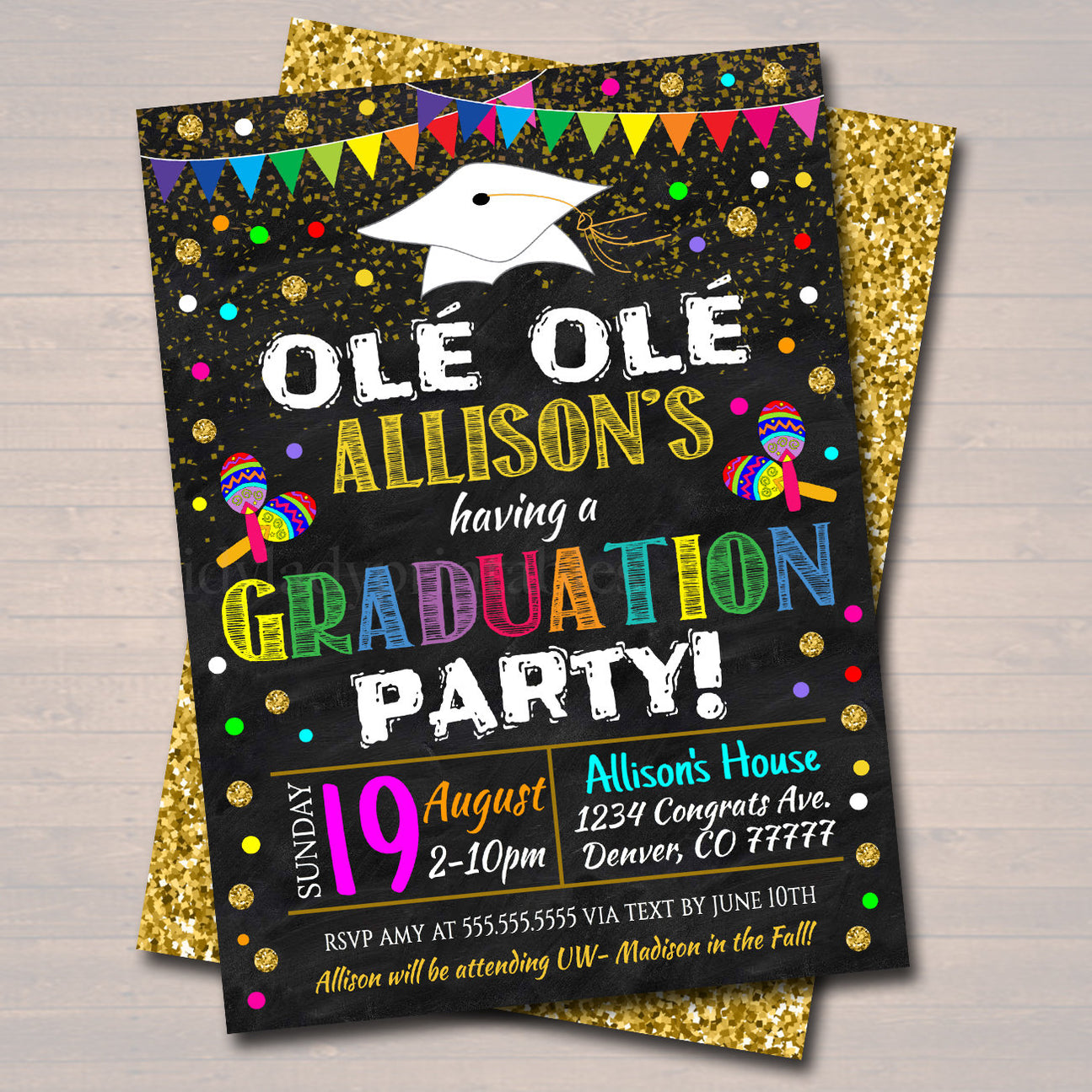 Fiesta Theme Graduation Invitation | TidyLady Printables